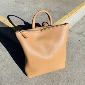 Tan Leather Backpack | Minimalist Backpack, Backpack Purse, Womens ...