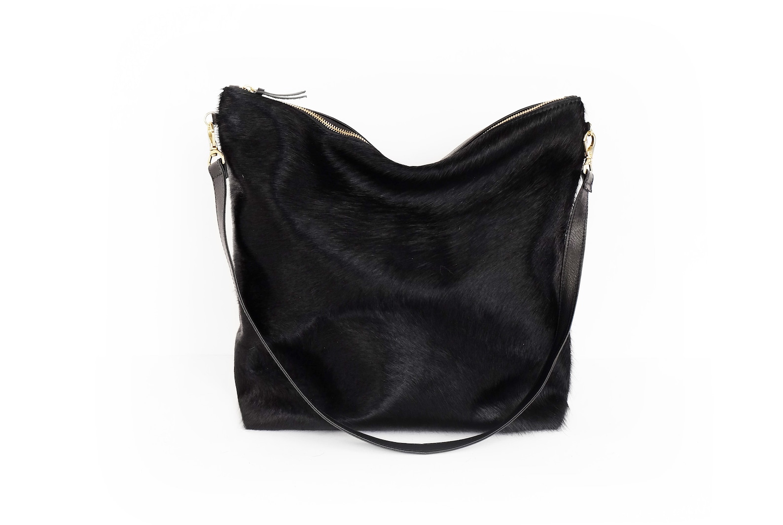 Black Cowhide Hobo Purse Hair on Hide Bag Carryall - Etsy