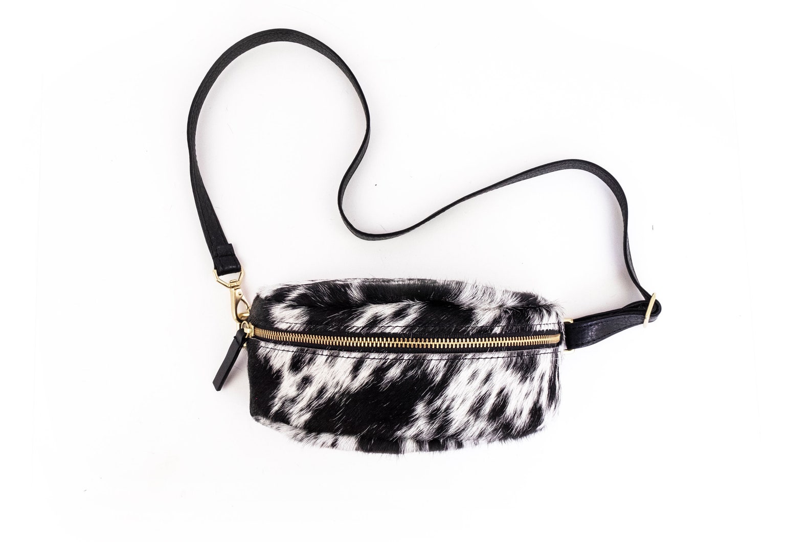 Salt + Pepper Cowhide Bum Bag - Black and White Fanny Pack - Etsy