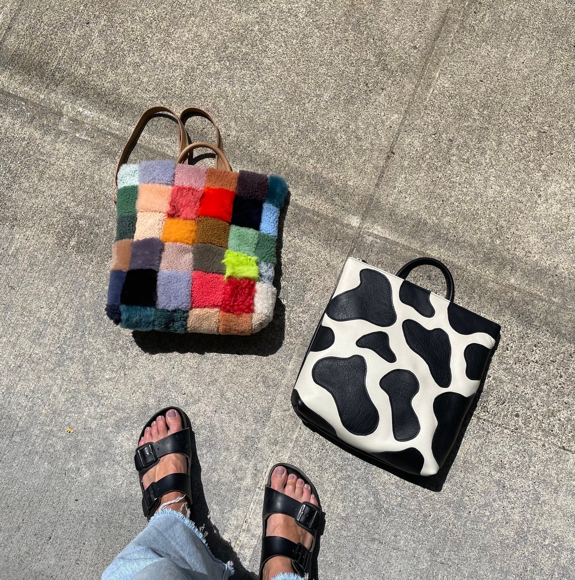 Moo Cow Print Leather Backpack Black and White - Etsy