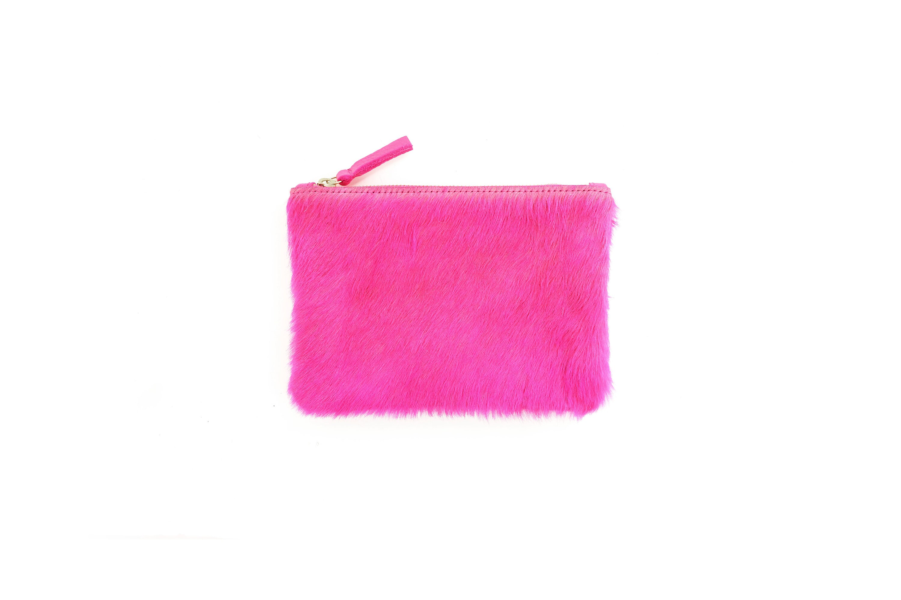 Pink Cowhide Pouch Bag Zipper Pouch Pink Cowhide Leather - Etsy