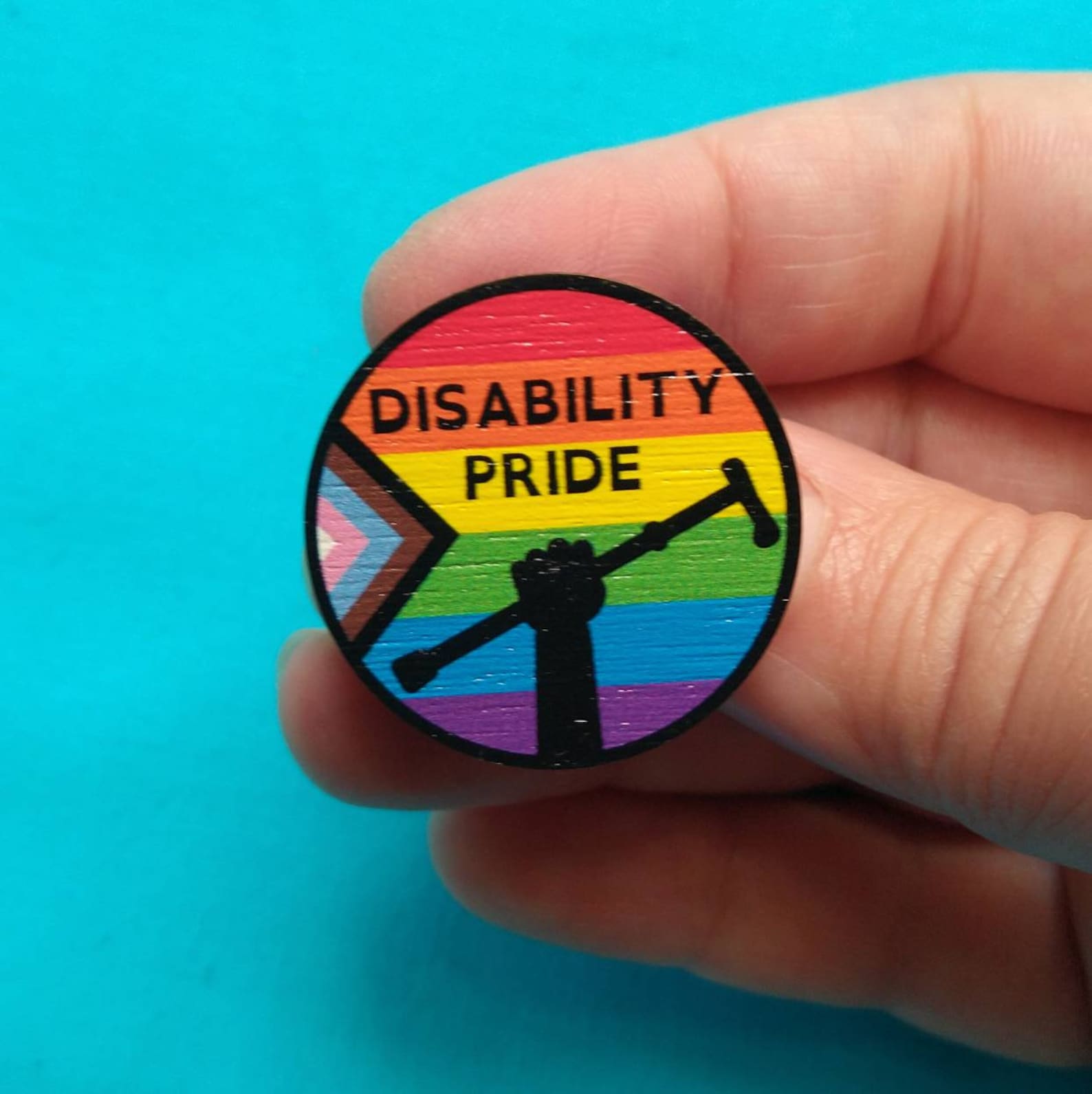 Disability Pride Wooden Pin - Etsy UK