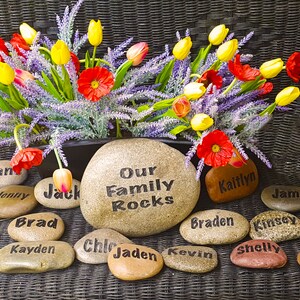 Our Family Rocks-engraved Natural River Rock-my Family Tree Heirloom ...