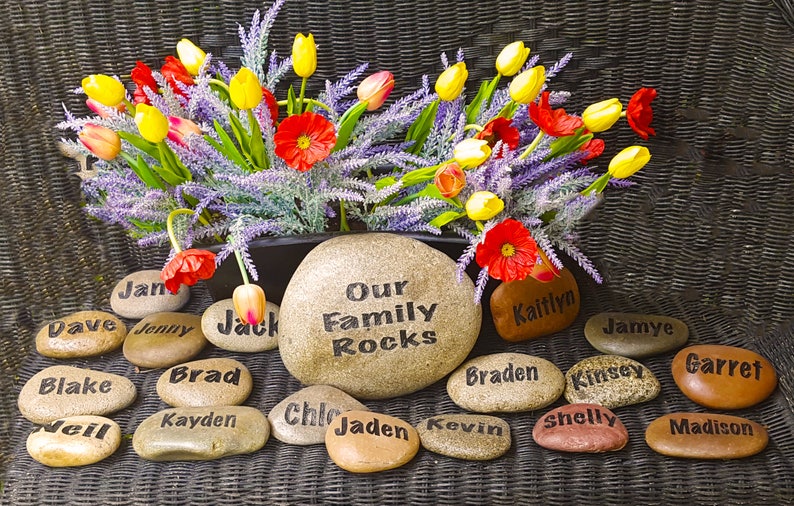 Our Family Rocks-Engraved Natural River Rock-My Family Tree | Etsy