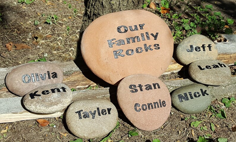 Our Family Rocks | Engraved Family Rock | Personalized Family Garden ...