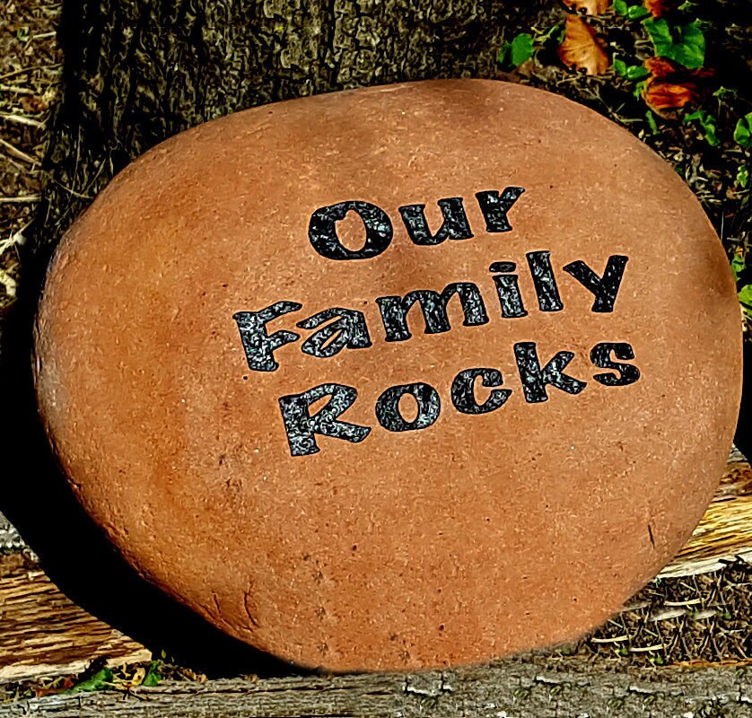 Our Family Rocks | Engraved Family Rock | Personalized Family Garden ...