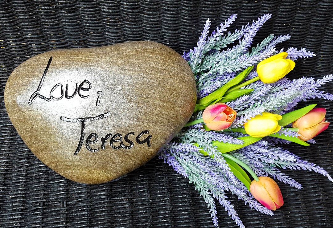 Actual Handwriting Message Rock | Engraved Memorial Rock | Outdoor ...