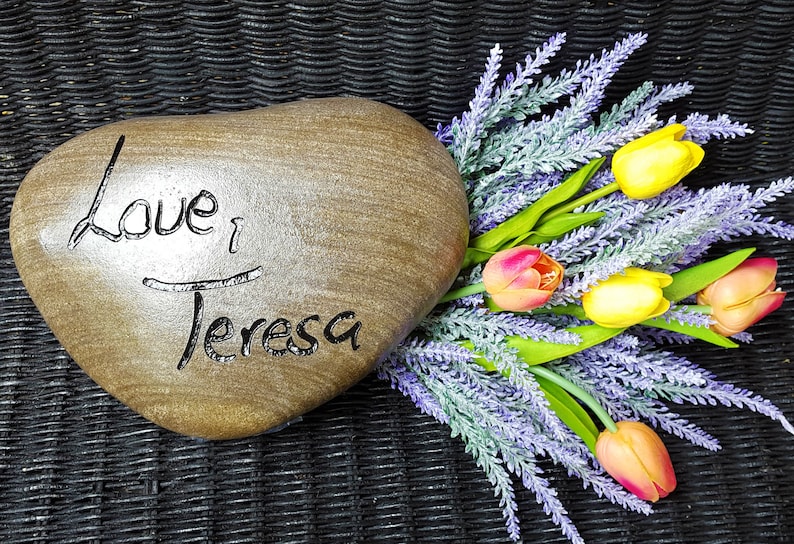 Actual Handwriting Message Rock | Engraved Memorial Rock | Outdoor ...
