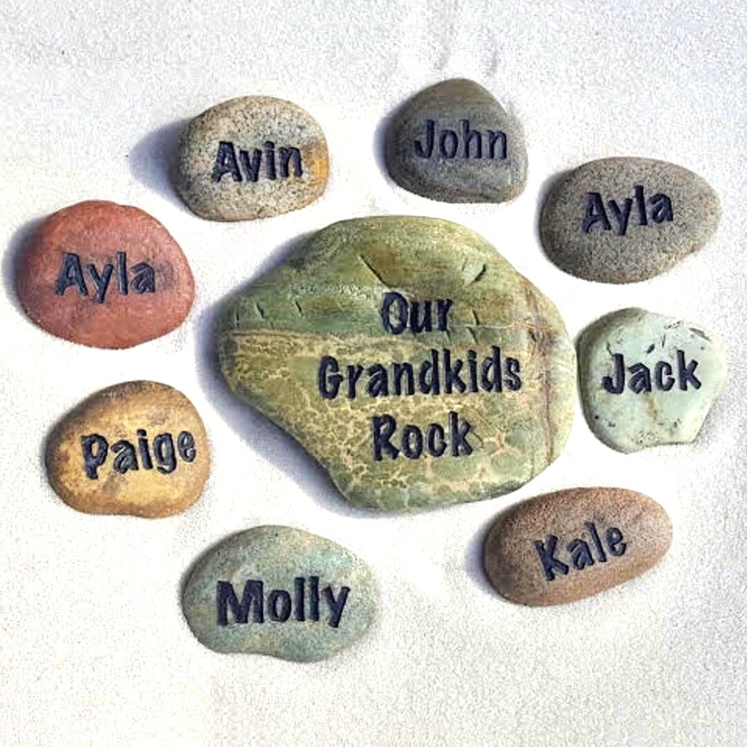 Our Grandkids Rock | Personalized Engraved Rocks | Gift for ...