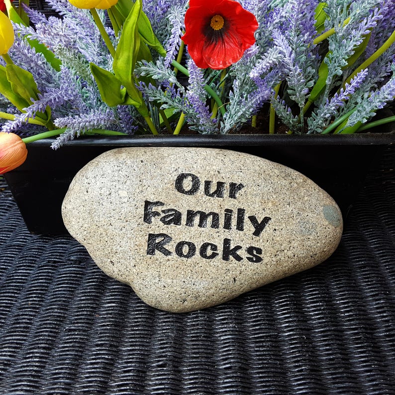 Our Family Rocks-engraved Natural River Rock-my Family Tree Heirloom ...