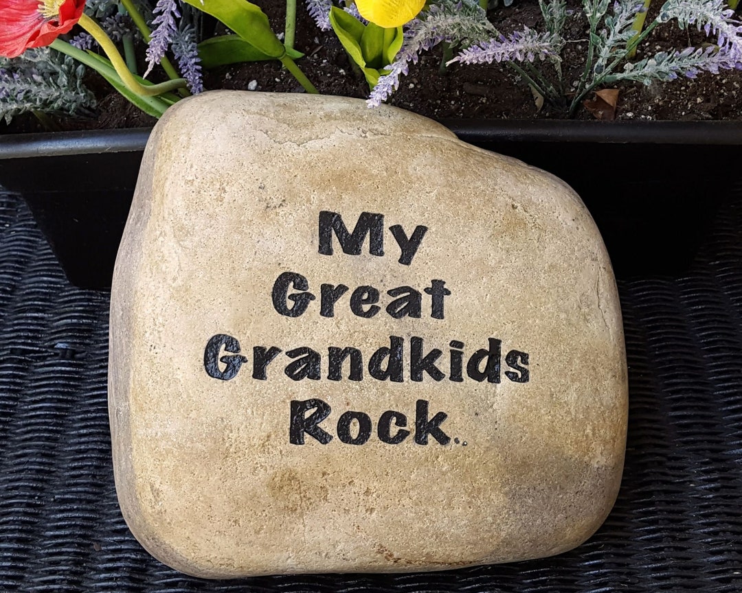 Personalized My Great Grandkids Rock-hand Engraved Large Landscape ...