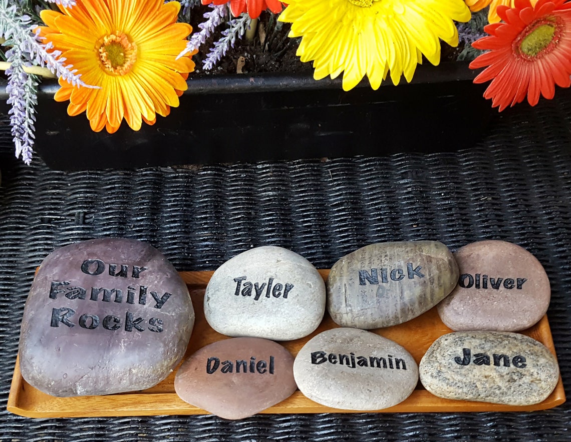 Our Family Rocks-personalized Family Stones-engraved Name - Etsy