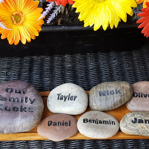 Our Family Rocks-personalized Family Stones-engraved Name | Etsy