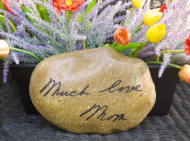Actual Handwriting Message Rock | Engraved Memorial Rock | Outdoor ...