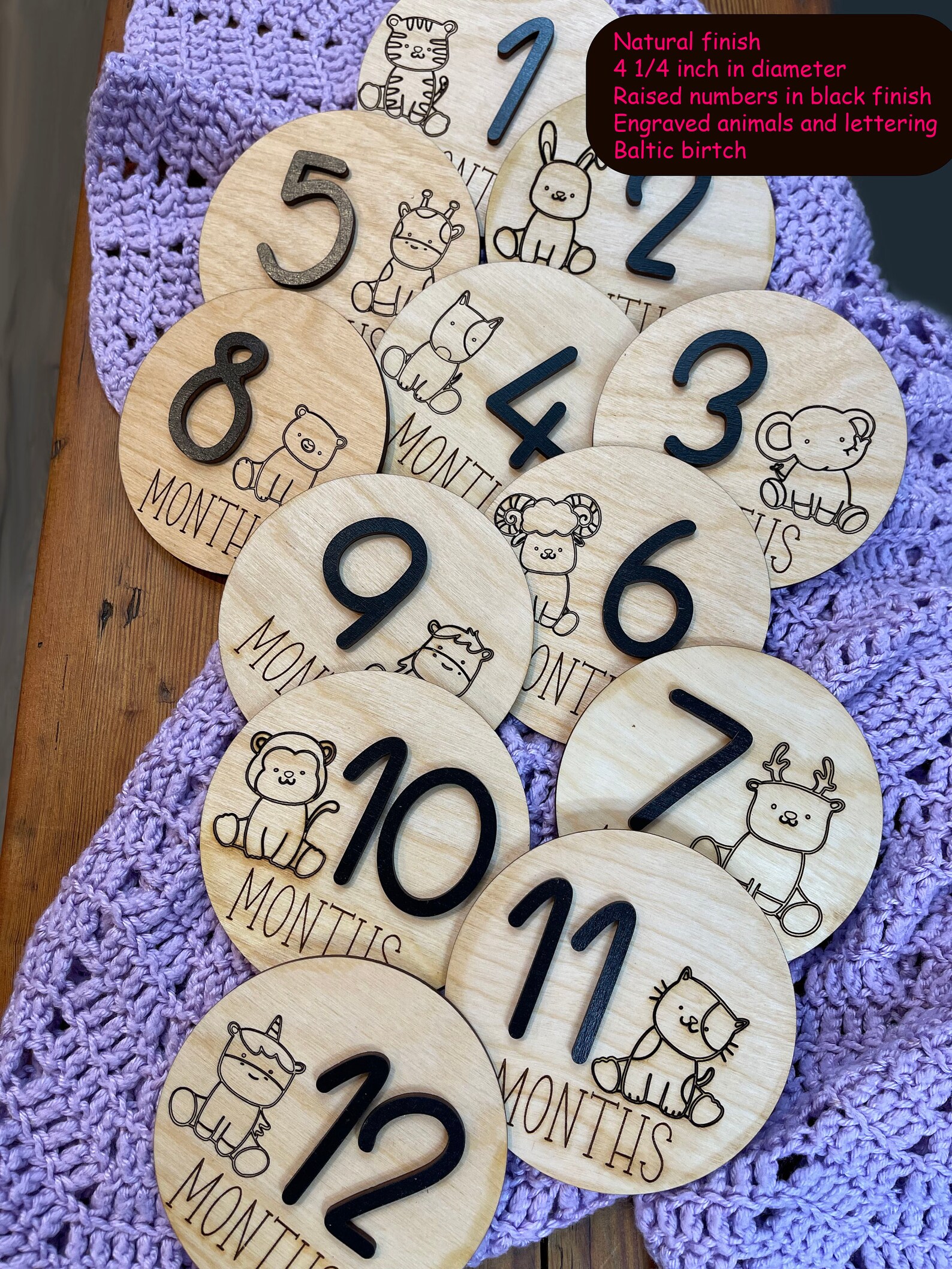 Baby Milestone Markers-animals-laser Cut/engraved-baby Shower - Etsy