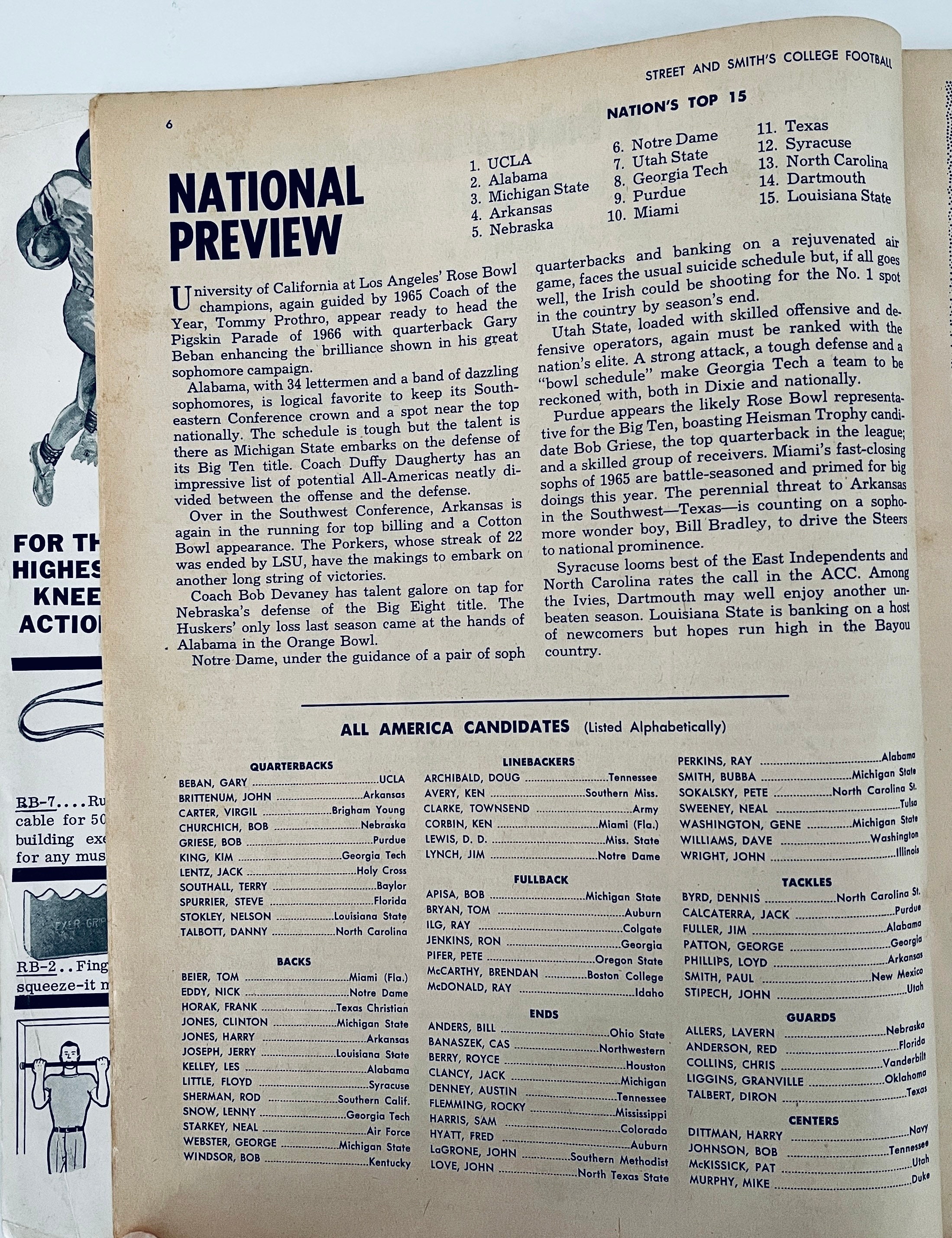 1966 Football Magazine Featuring Heisman Winner Steve Spurrier Sports ...