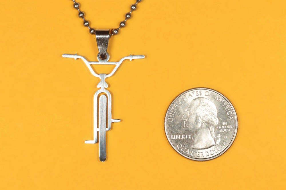 Forward BMX Bike Pendant, Stainless Steel, Shiny Polished Finish Charm ...