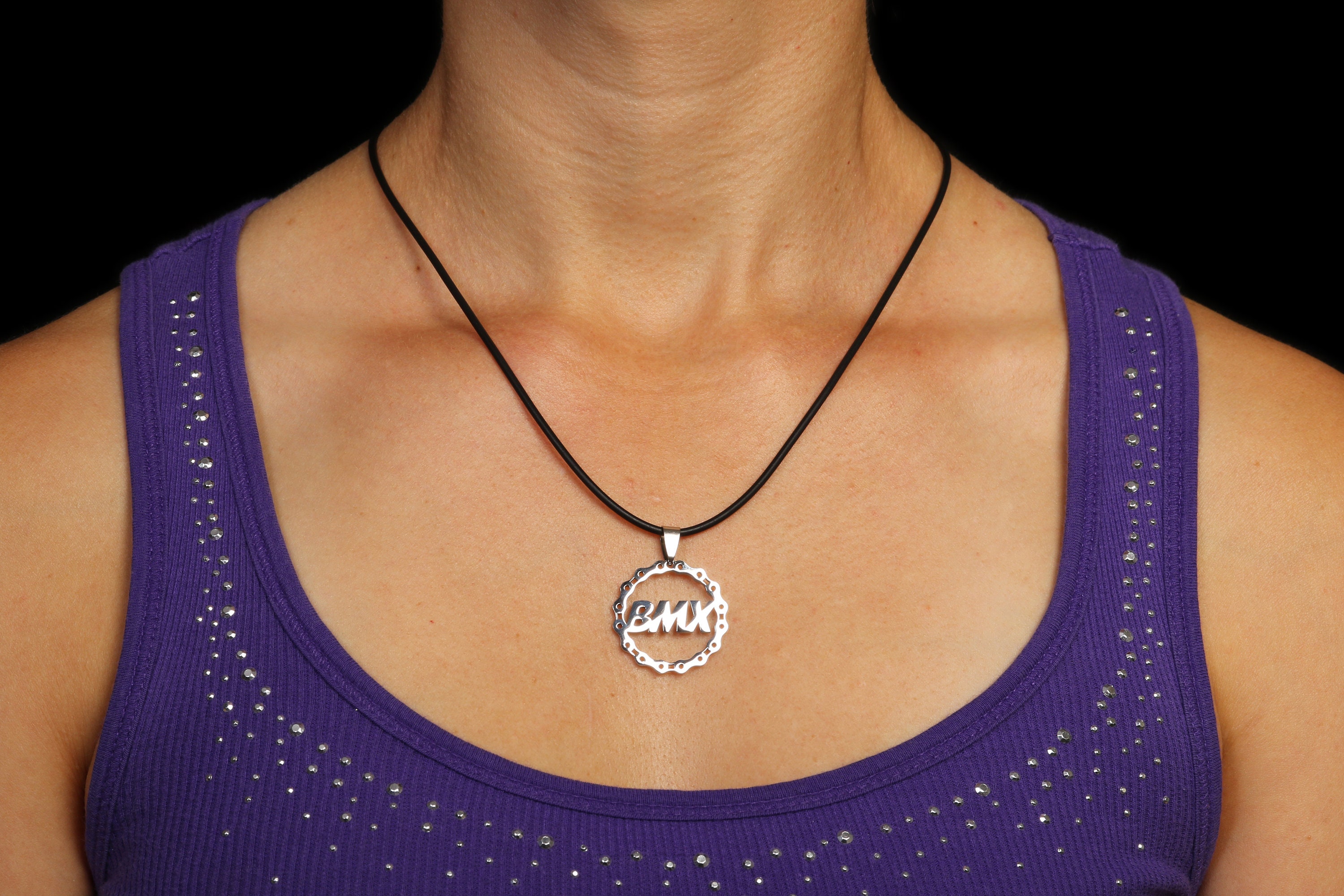 BMX Bike in Chain Pendant, Stainless Steel, Shiny Polished Finish Charm ...