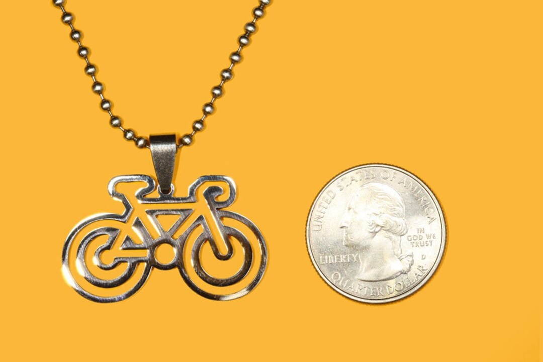 Negative Space Bike Pendant, Stainless Steel, Shiny Polished Finish ...