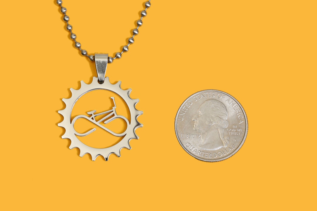 BMX Infinity Bike Cog Pendant, Stainless Steel, Shiny Polished Finish ...