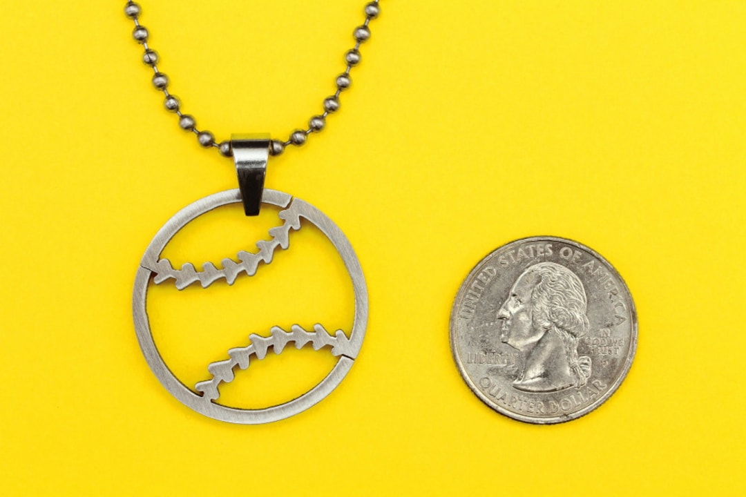 Baseball Sports Pendant, Stainless Steel, Matte Finish Charm - Handmade ...