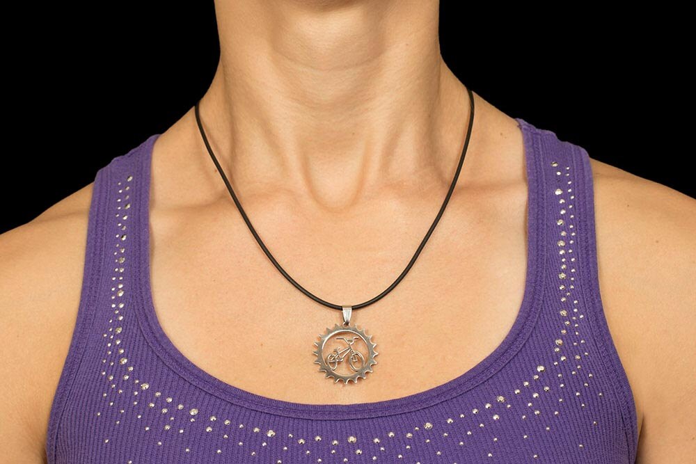 BMX Bicycle in Gear Pendant, Stainless Steel, Shiny Polished Finish ...