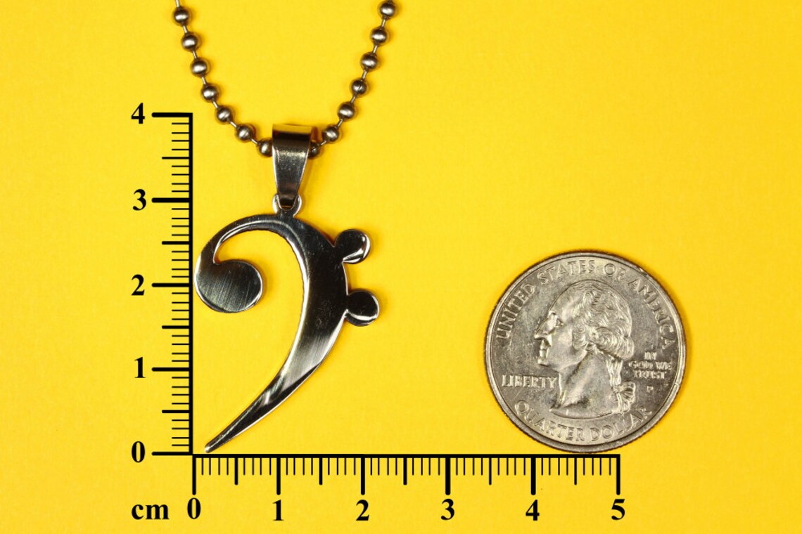 Bass Clef Music Pendant Stainless Steel Shiny Polished - Etsy