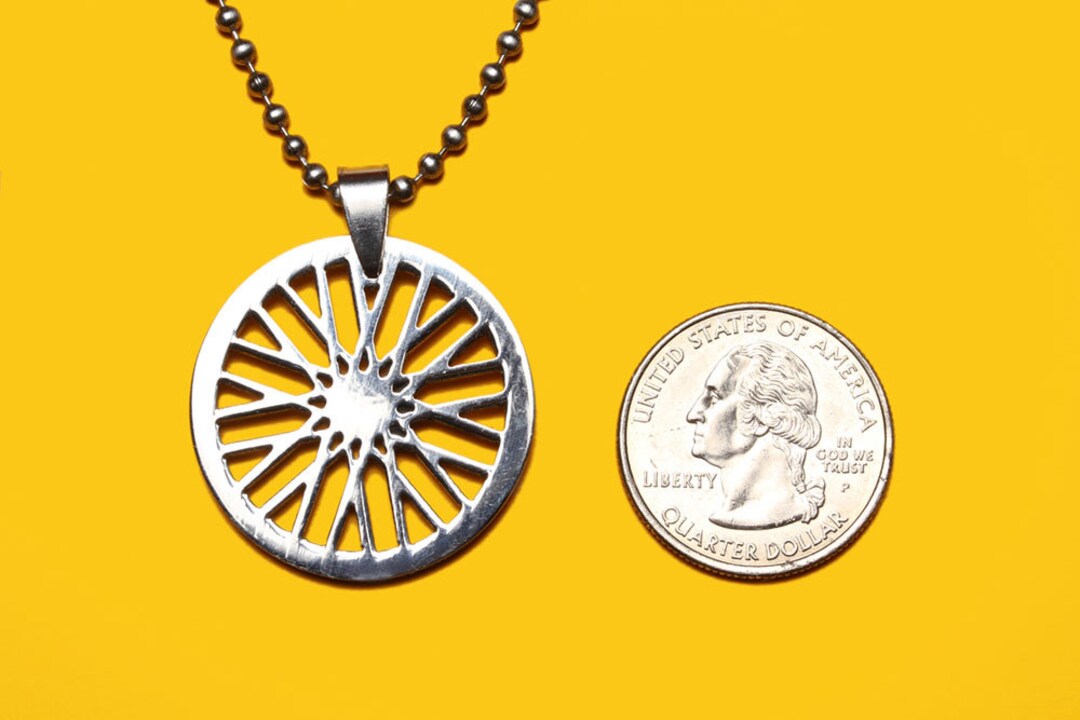 Bike Wheel Pendant, Stainless Steel, Shiny Polished Finish Charm ...