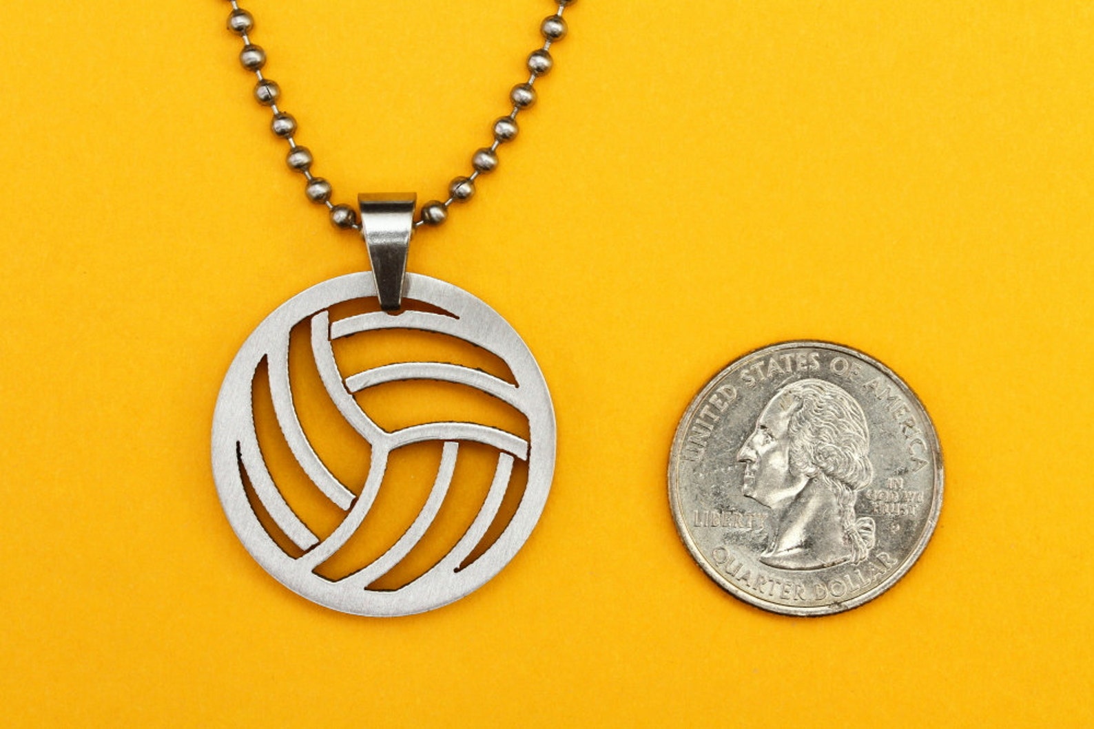 Volleyball Sports Pendant, Stainless Steel, Matte Finish Charm ...