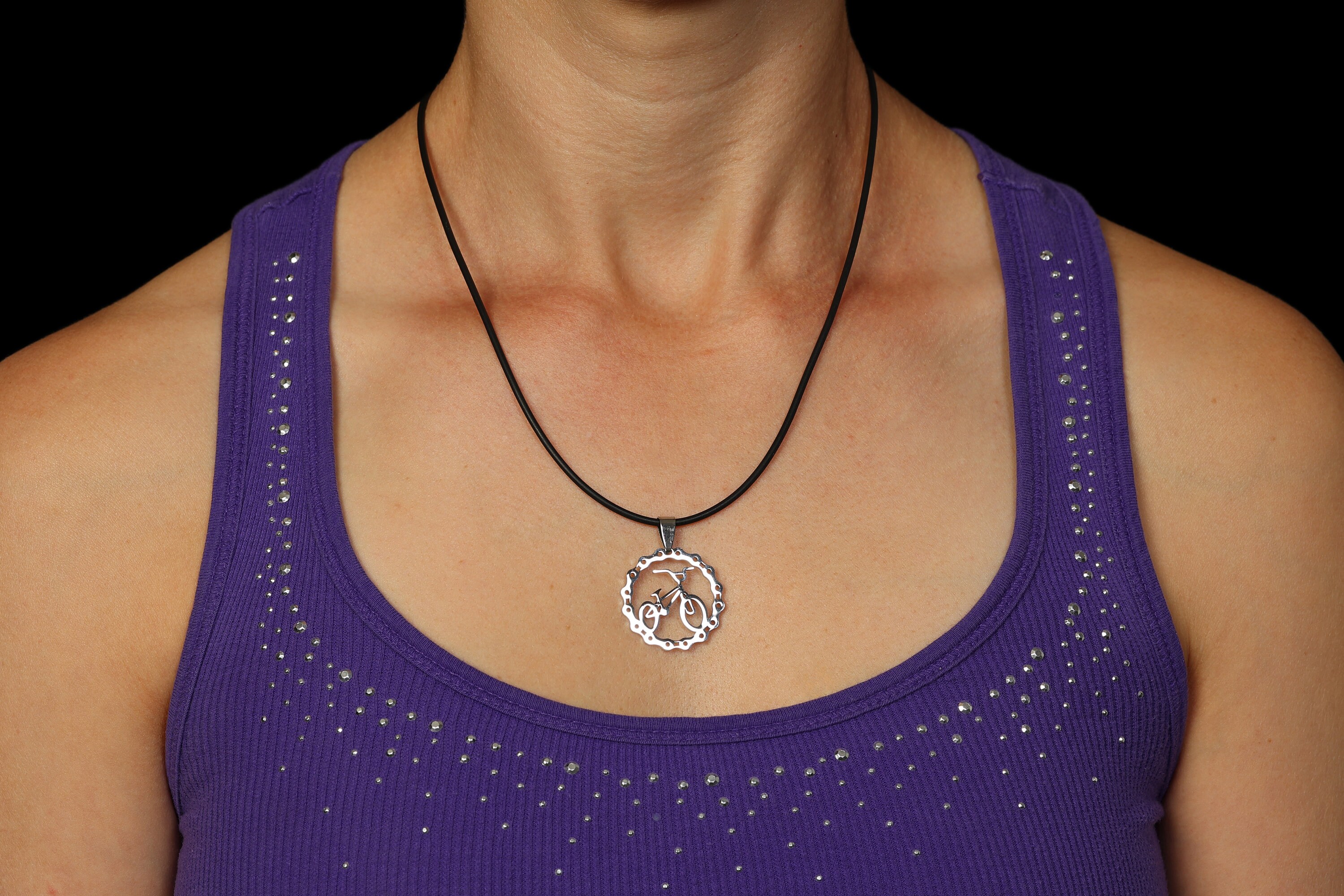 BMX Bike in Circle Chain Pendant, Stainless Steel, Shiny Polished ...