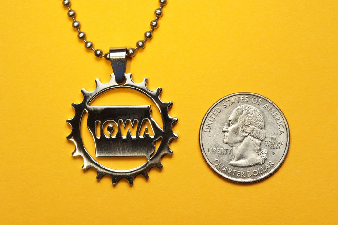 Iowa in Bike Chain Ring Stainless Steel, Shiny Polished Finish ...