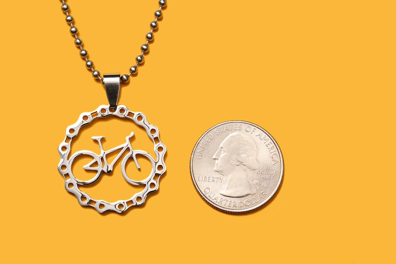 Mountain Bike in Circle Chain Pendant, Stainless Steel, Shiny Polished ...