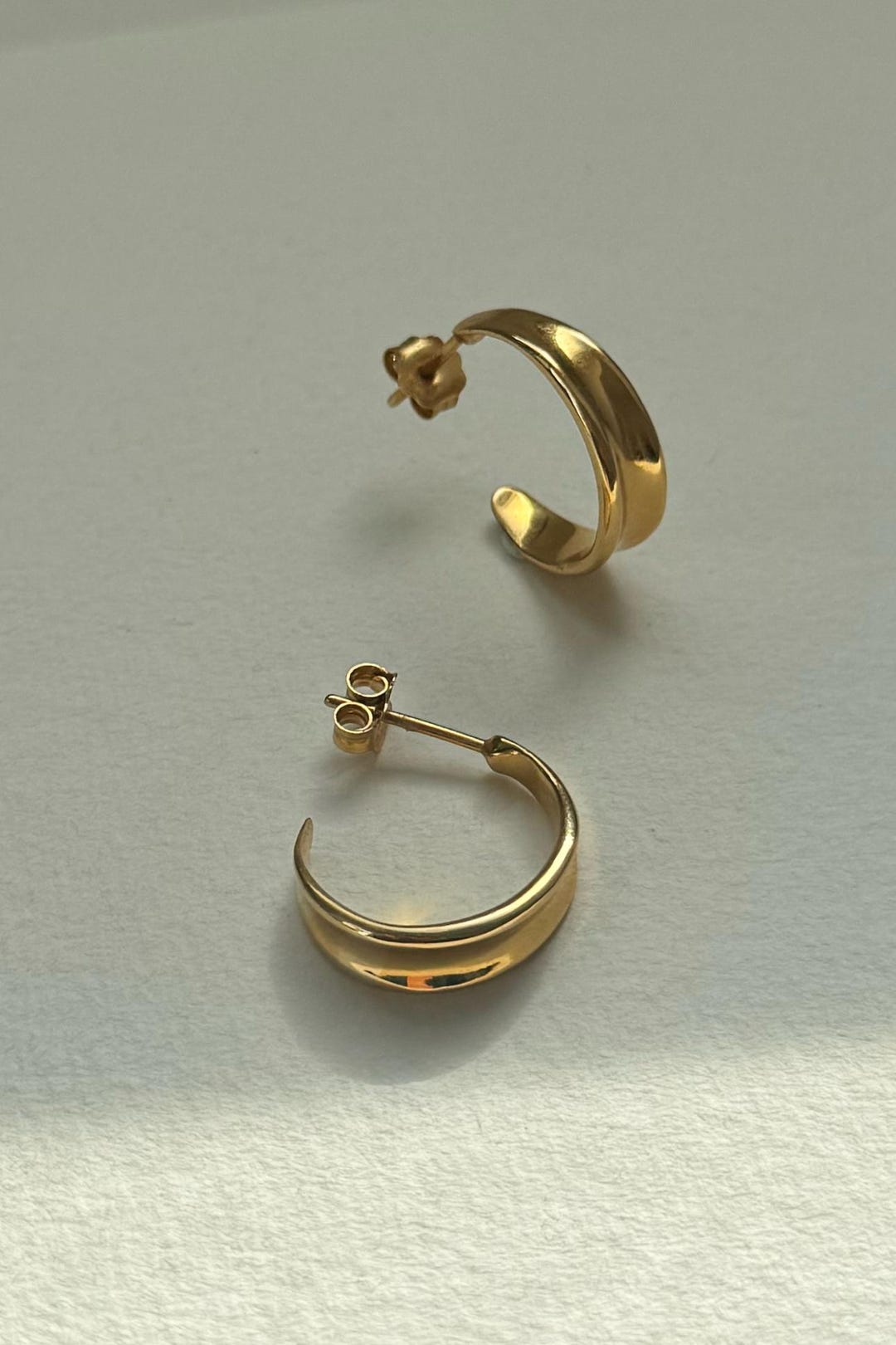 Sterling Silver 925 Concave Hoop Earrings, Medium Size - Etsy