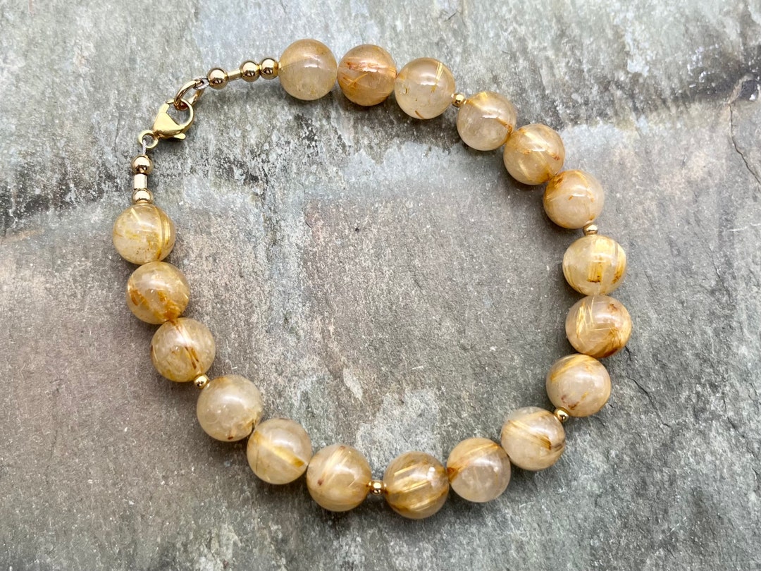 Gold Rutilated Quartz Bracelet, 7 1/4 Inches: Gold Filled - Etsy