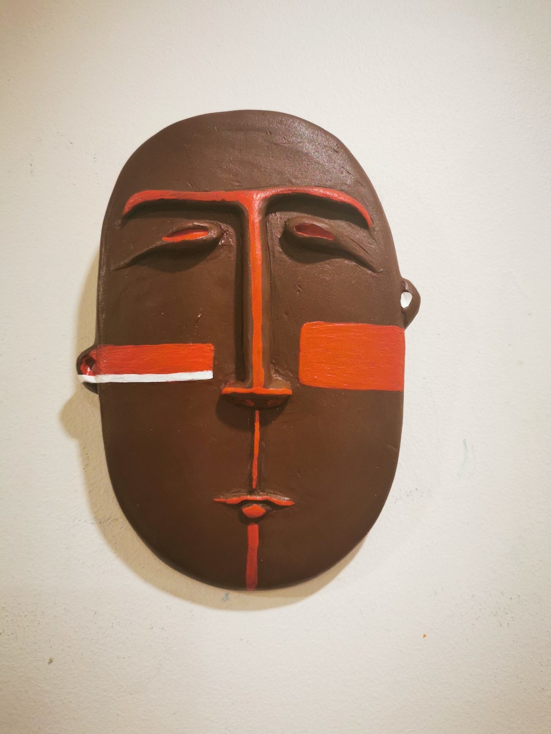 Face Decor/ Wall Tile Art/ Face Artwork/wall Art/painted Mask/one of a ...