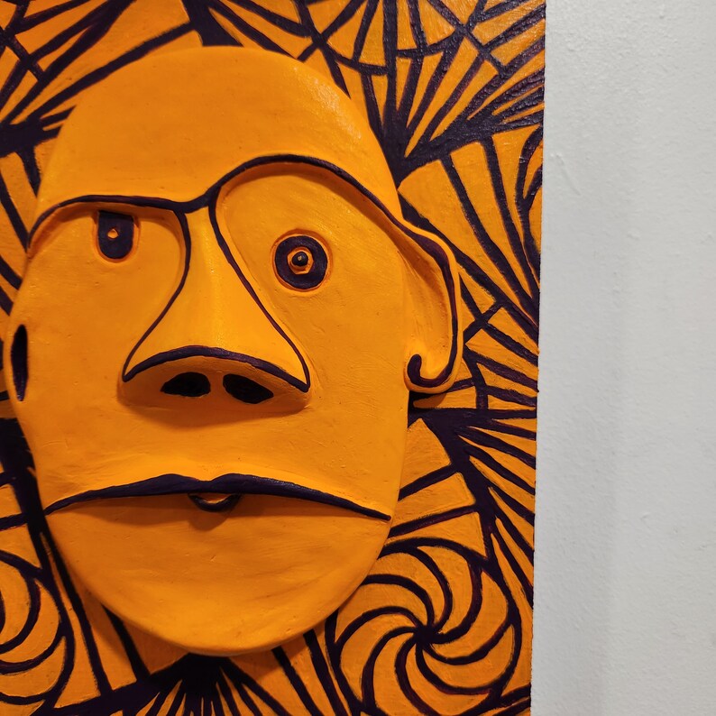 Swirl Face Art/ Modern Mask /painted Face Relief / Art/ Wall - Etsy
