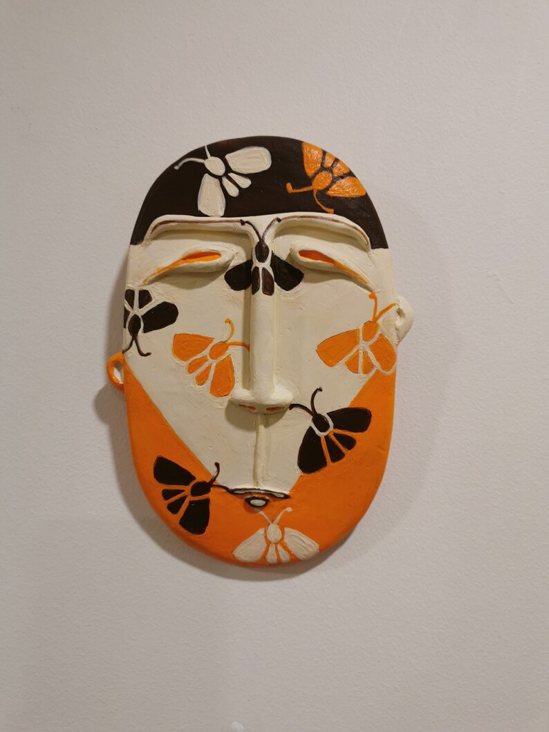 Face Art/Painted Face/ Moth Tile/Moth Picture/Insect Relief | Etsy