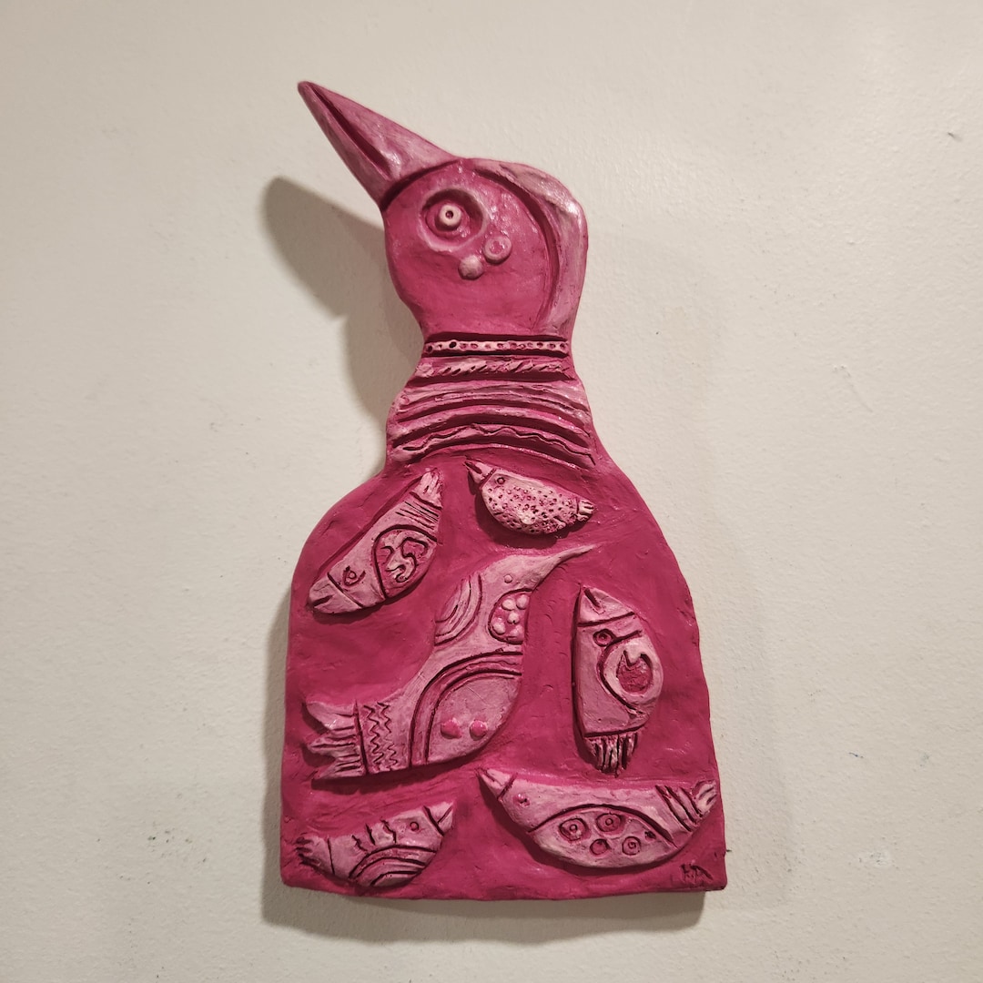 Mother Bird Wall Sculpture/bird Bas Relief Art Tile/ Bird Gift/ Hand ...