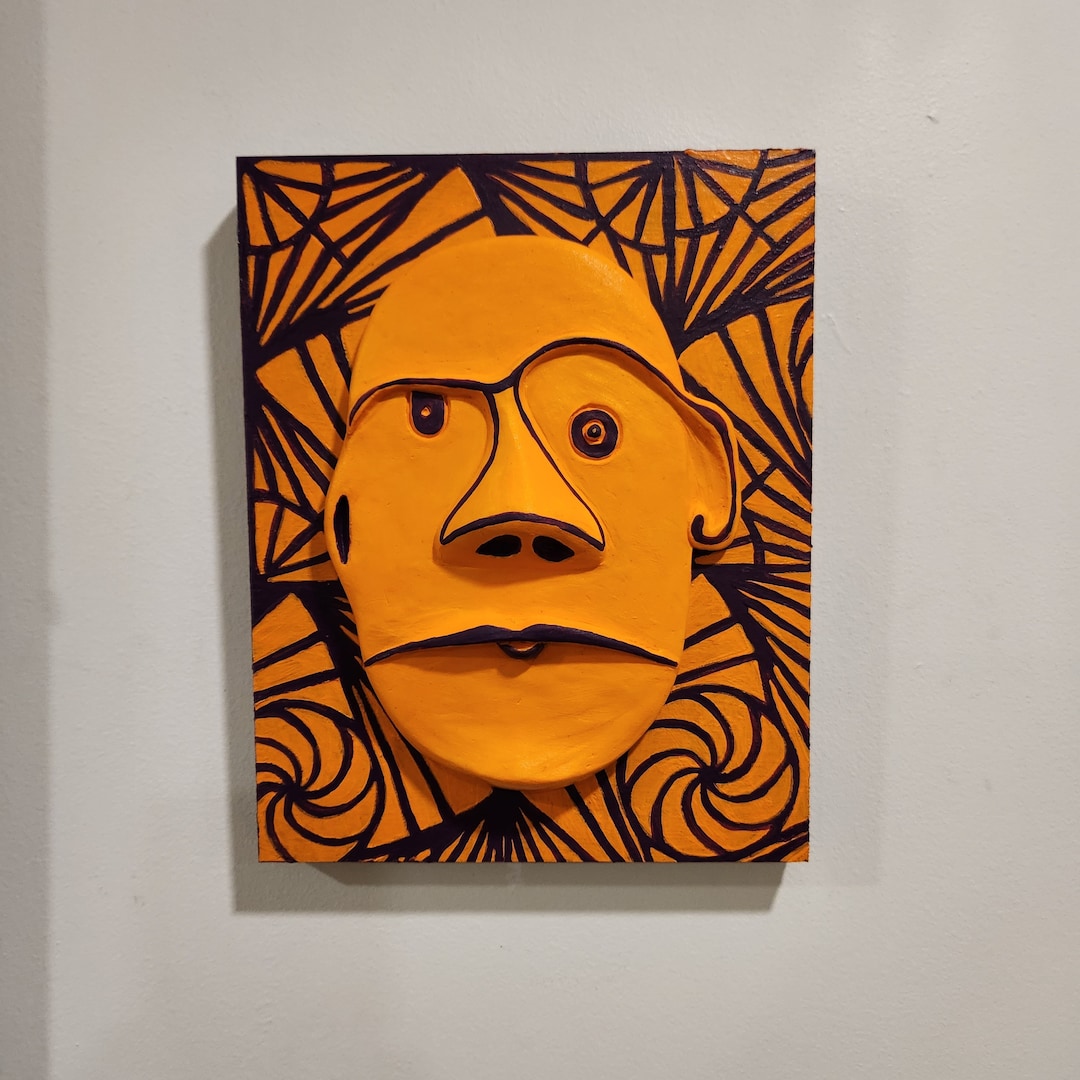 Swirl Face Art/ Modern Mask /painted Face Relief / Art/ Wall Sculpture ...