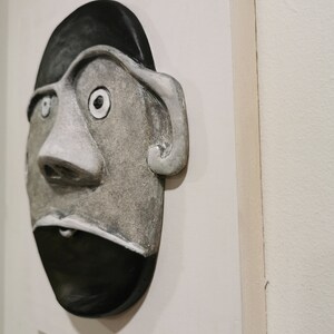 Metallic Grey Face/modern Mask /painted Face Relief /grey Mask/ Wall ...