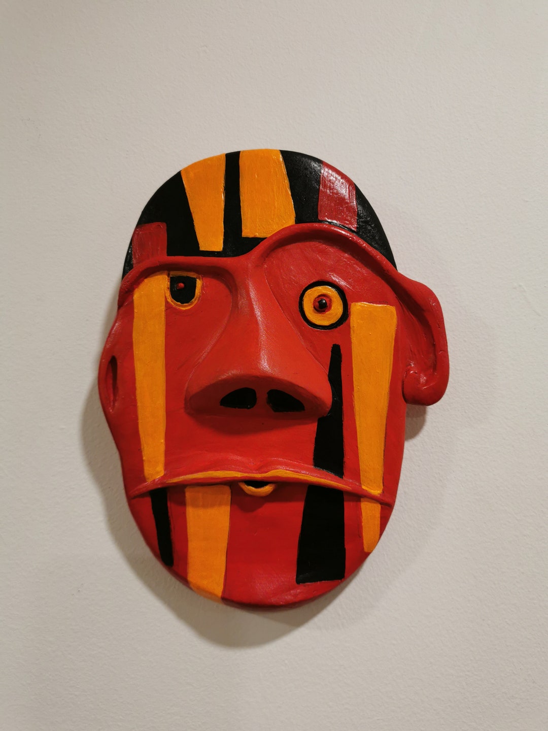 Face Art /modern Mask/minimalist Face/relief Wall Sculpture/mid Century ...