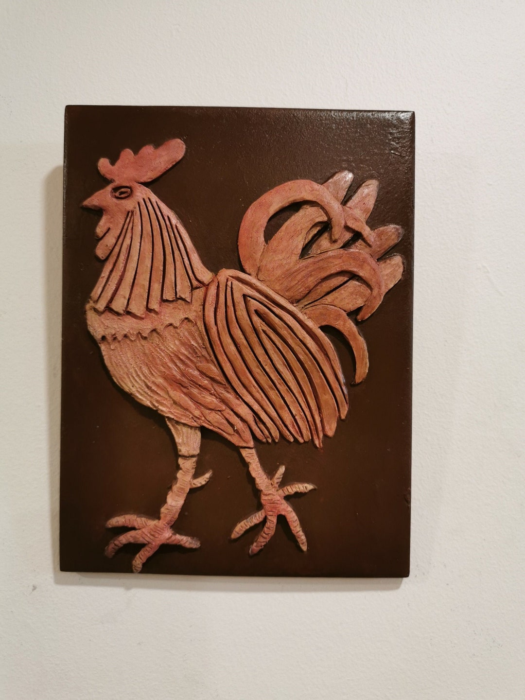 Rooster Bas Relief Tile: Barnyard Art Wall Sculpture/rooster Gift/bird ...