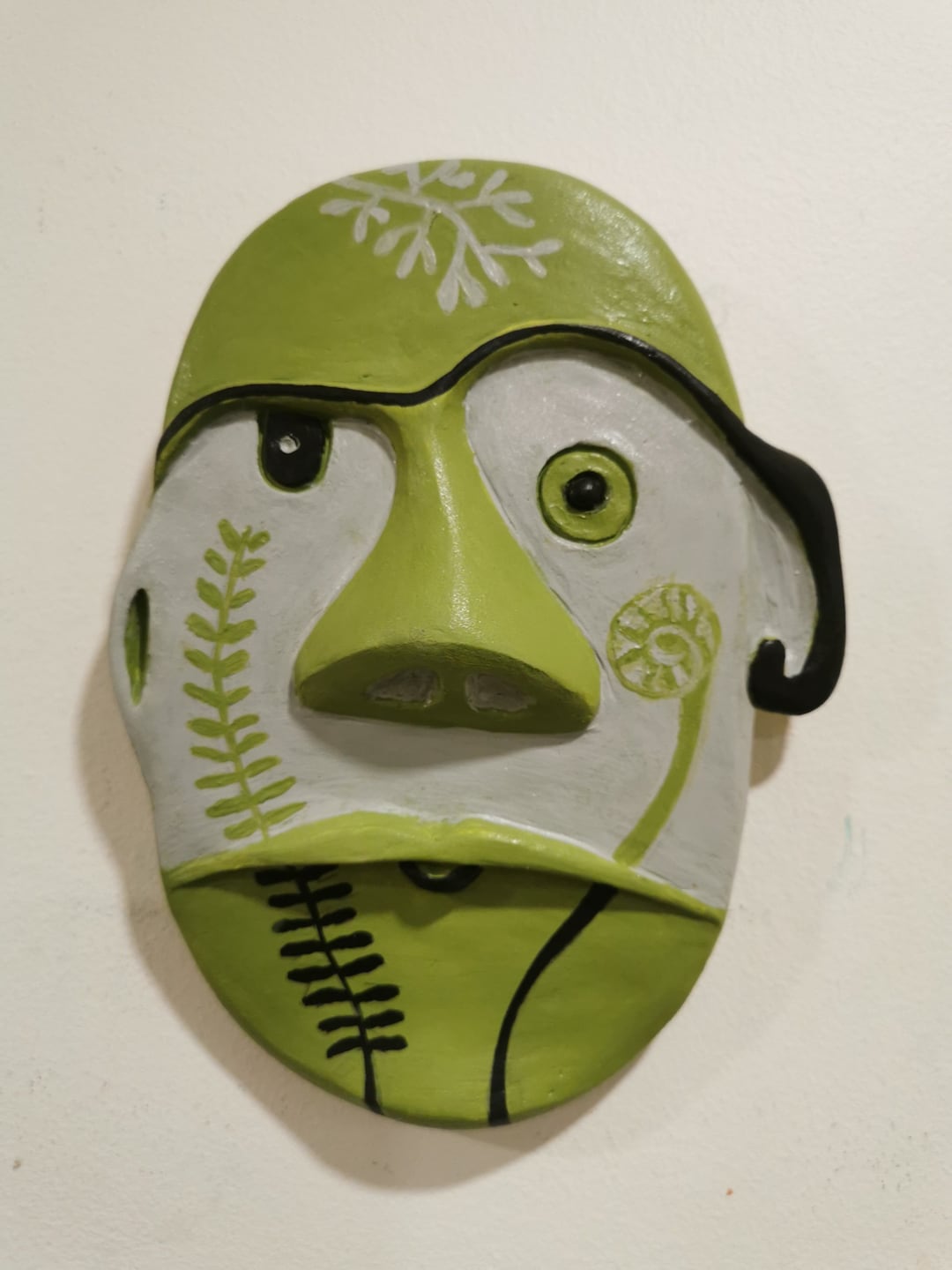 Face Art/ Modern Mask /painted Face Relief /fern Art/ Wall Sculpture ...