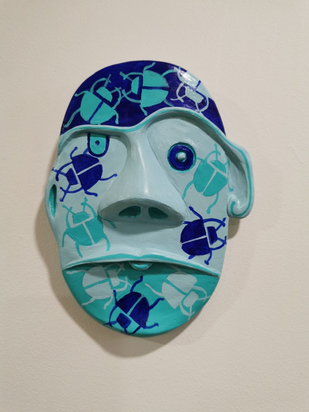 Face Art/insect Art/ Modern Mask Tile/wall Sculpture Art/ Beetles Tile ...