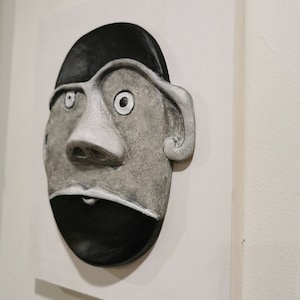 Metallic Grey Face/modern Mask /painted Face Relief /grey Mask/ Wall ...