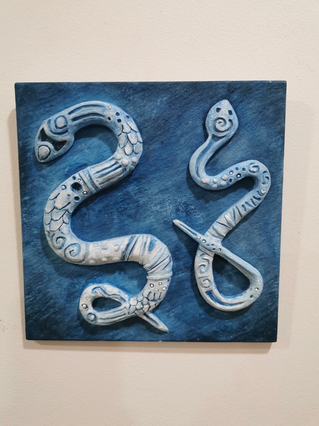Snakes Wall Sculpture/ Decorative Reptile Art Tile/ Bas Relief Plaque ...