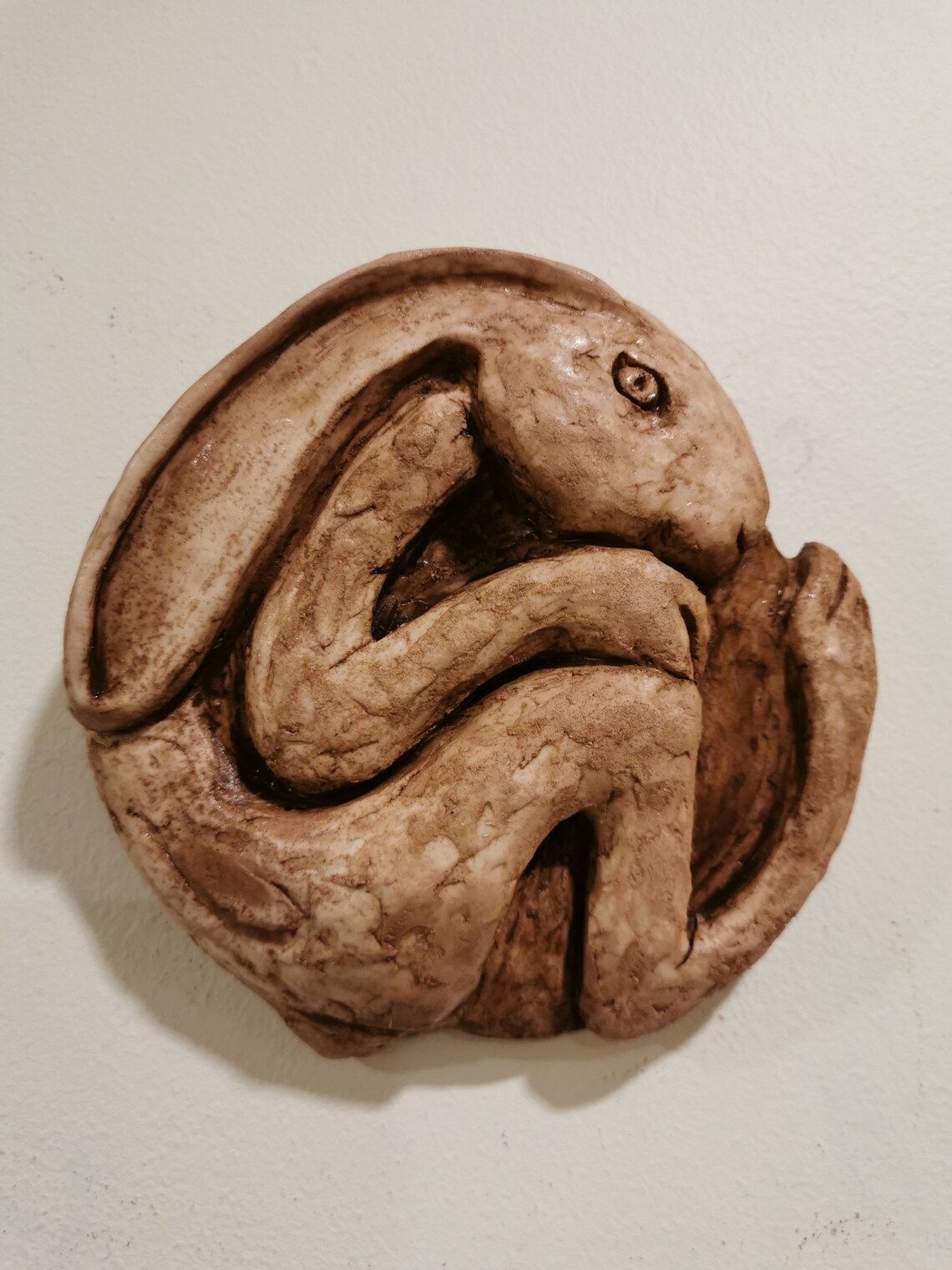 Round Rabbit Art/ Bunny Big Ears/ Rabbit Wall Sculpture/ | Etsy