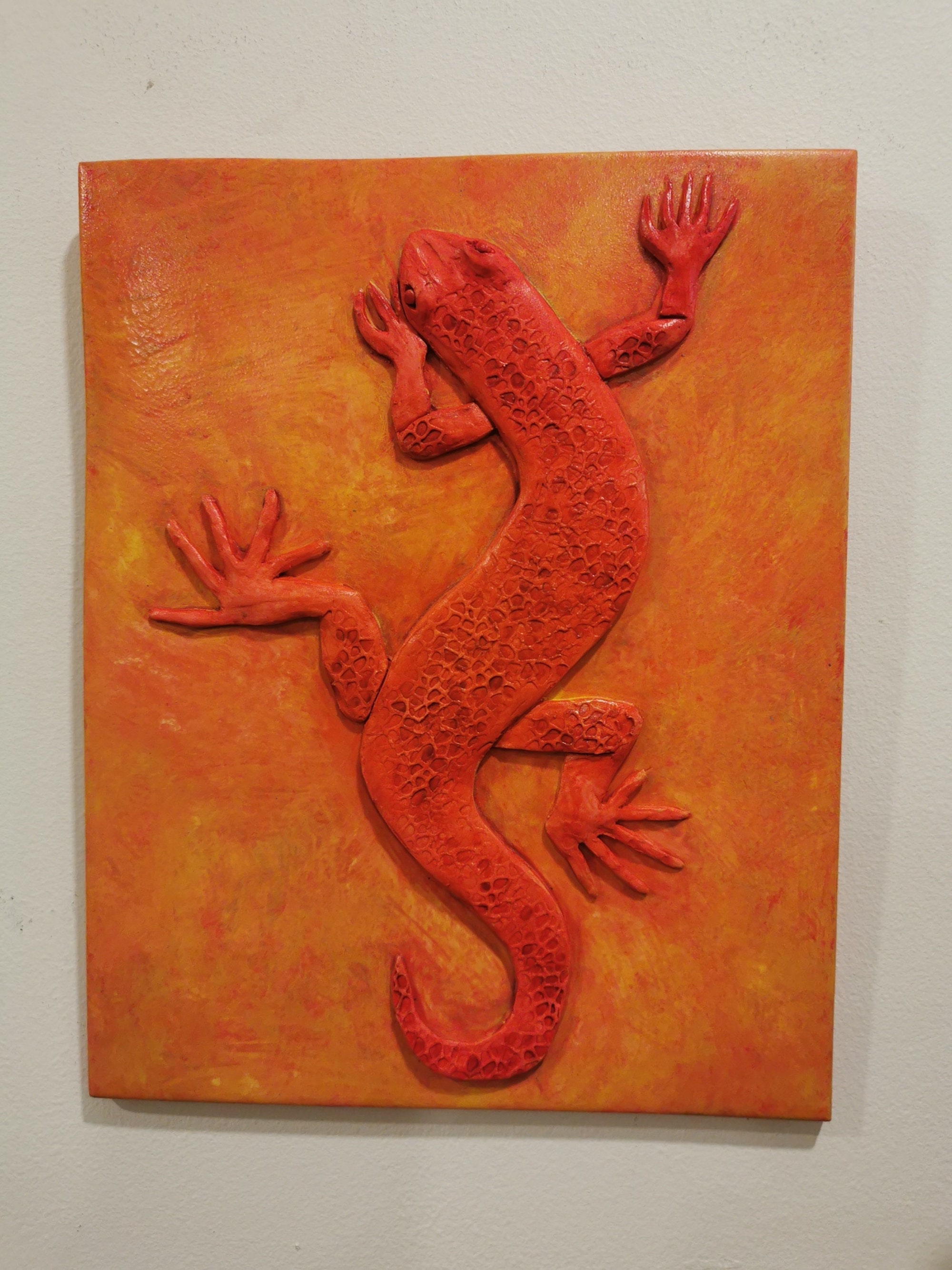 Lizard/ Sculpted Reptile Bas Relief /hand Painted Lizard/ - Etsy UK