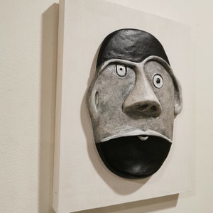 Metallic Grey Face/modern Mask /painted Face Relief /grey Mask/ Wall ...