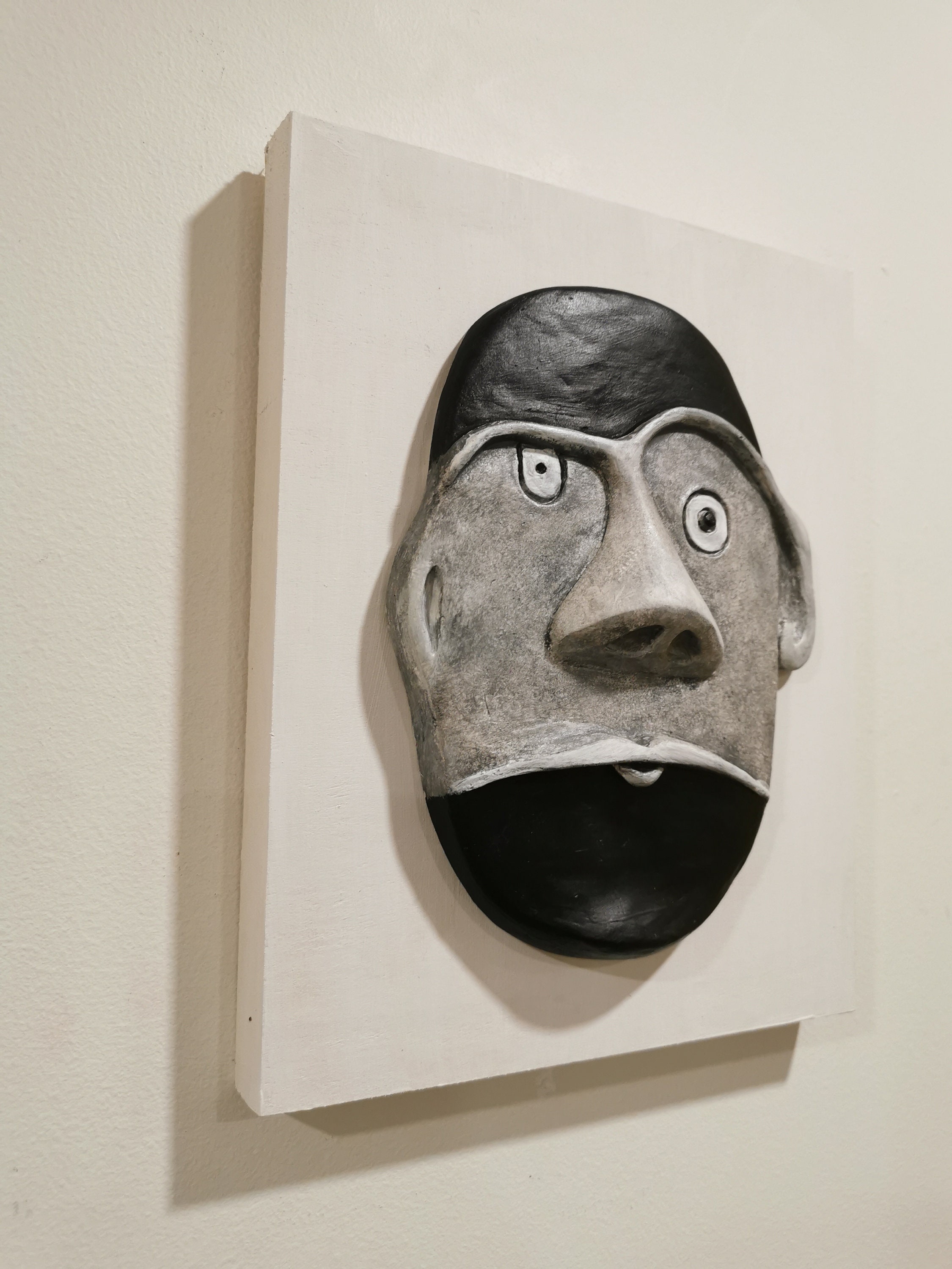 Metallic Grey Face/modern Mask /painted Face Relief /grey Mask/ Wall ...